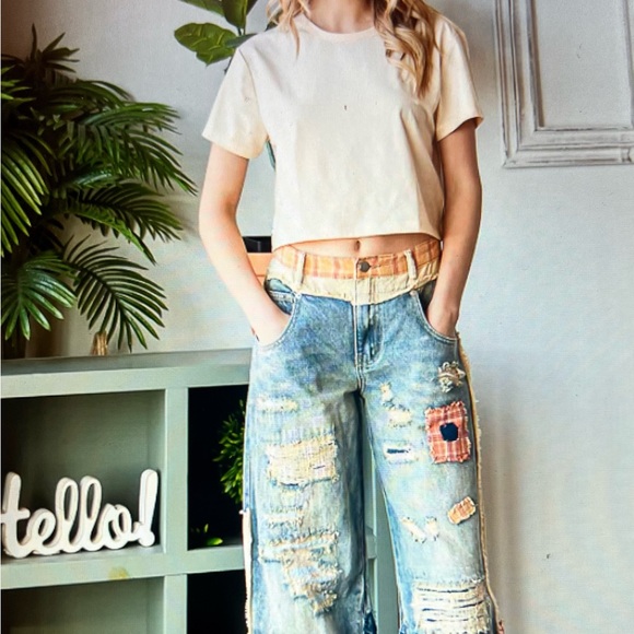 Oli & Hali | Jeans | Oli Hali Blue And Orange Boyfriend Jeans With ...
